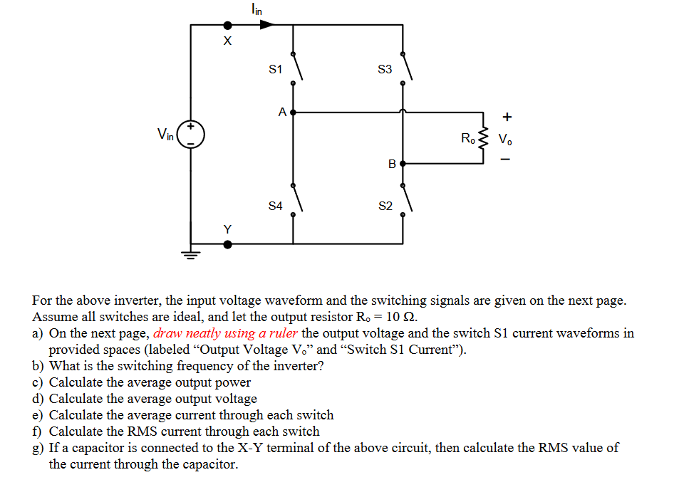 For the above inverter, the input voltage waveform | Chegg.com