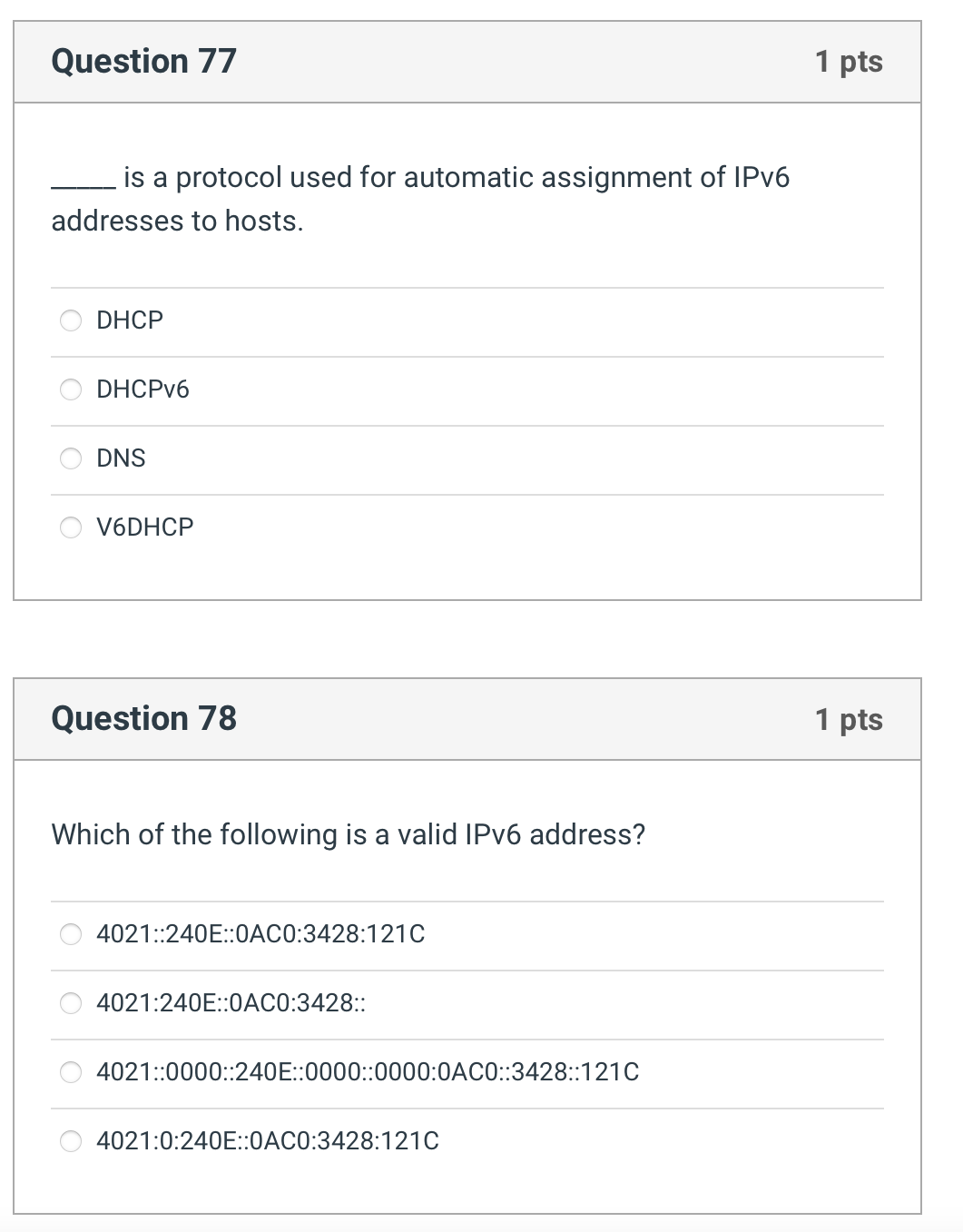 Solved is a protocol used for automatic assignment of IPv6 | Chegg.com