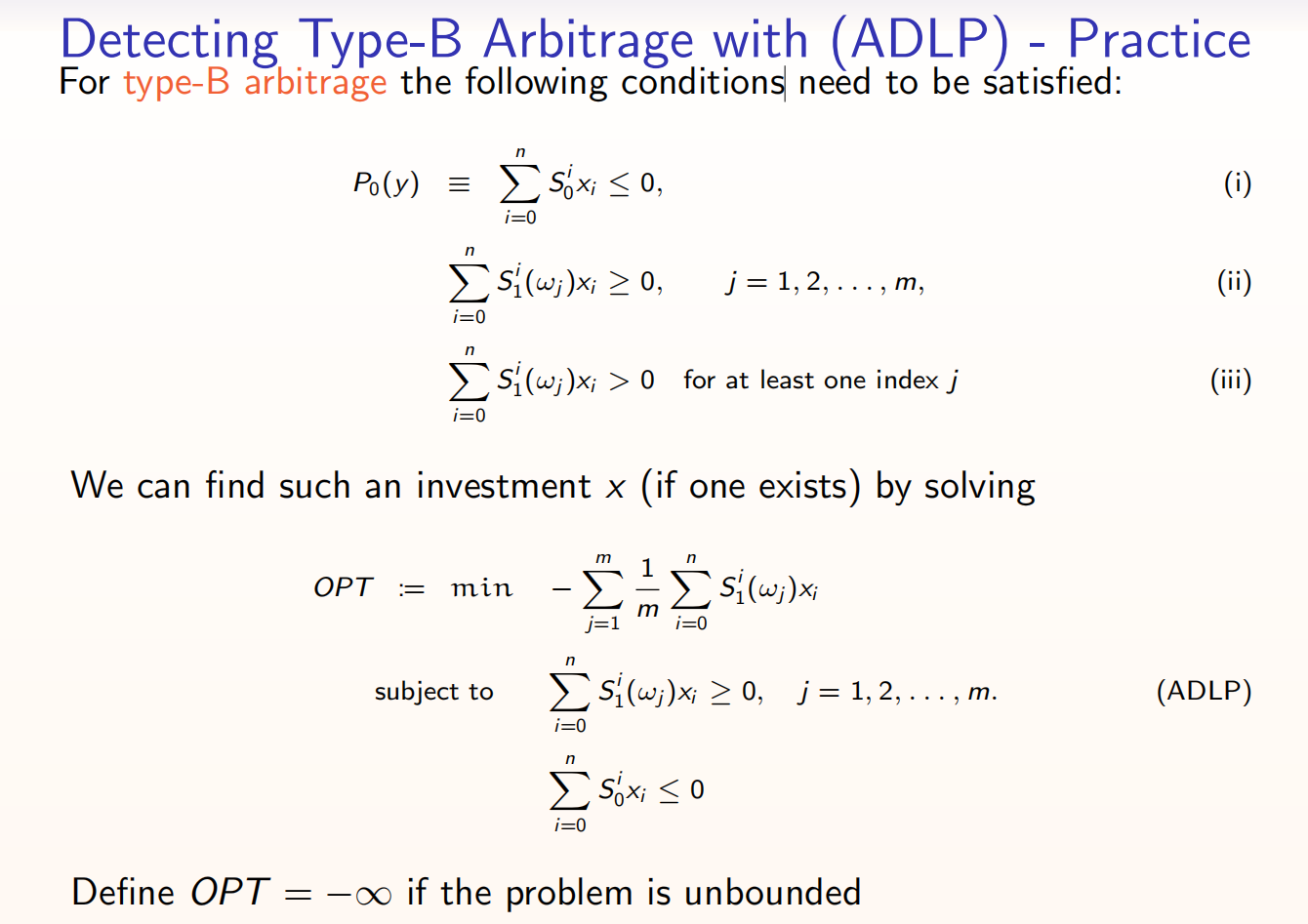 Solved Detecting Type-B Arbitrage with (ADLP) - Practice For | Chegg.com