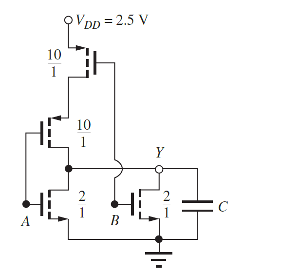 In LTSpice: Simulate the two-input CMOS NOR gate. | Chegg.com