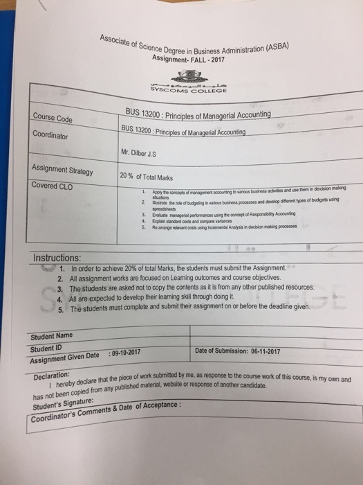 Solved Associate Degree in Business Administration (ASBA) | Chegg.com