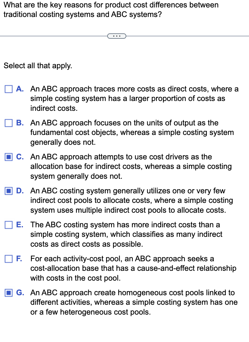 Solved What are the key reasons for product cost differences | Chegg.com