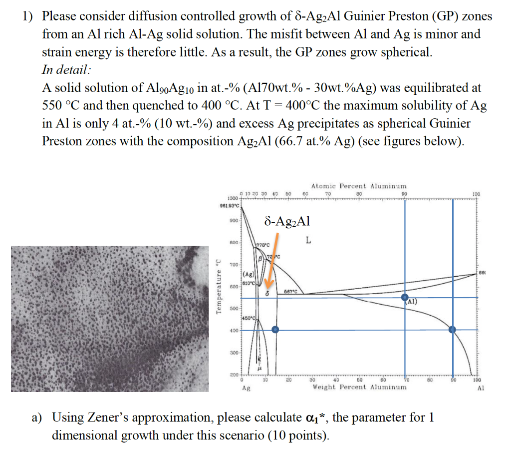 Solved 1) Please consider diffusion controlled growth of | Chegg.com