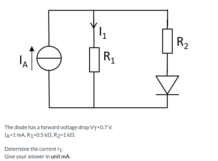 Solved R2 A R The diode has a forward voltage drop VT=0.7 V. | Chegg.com