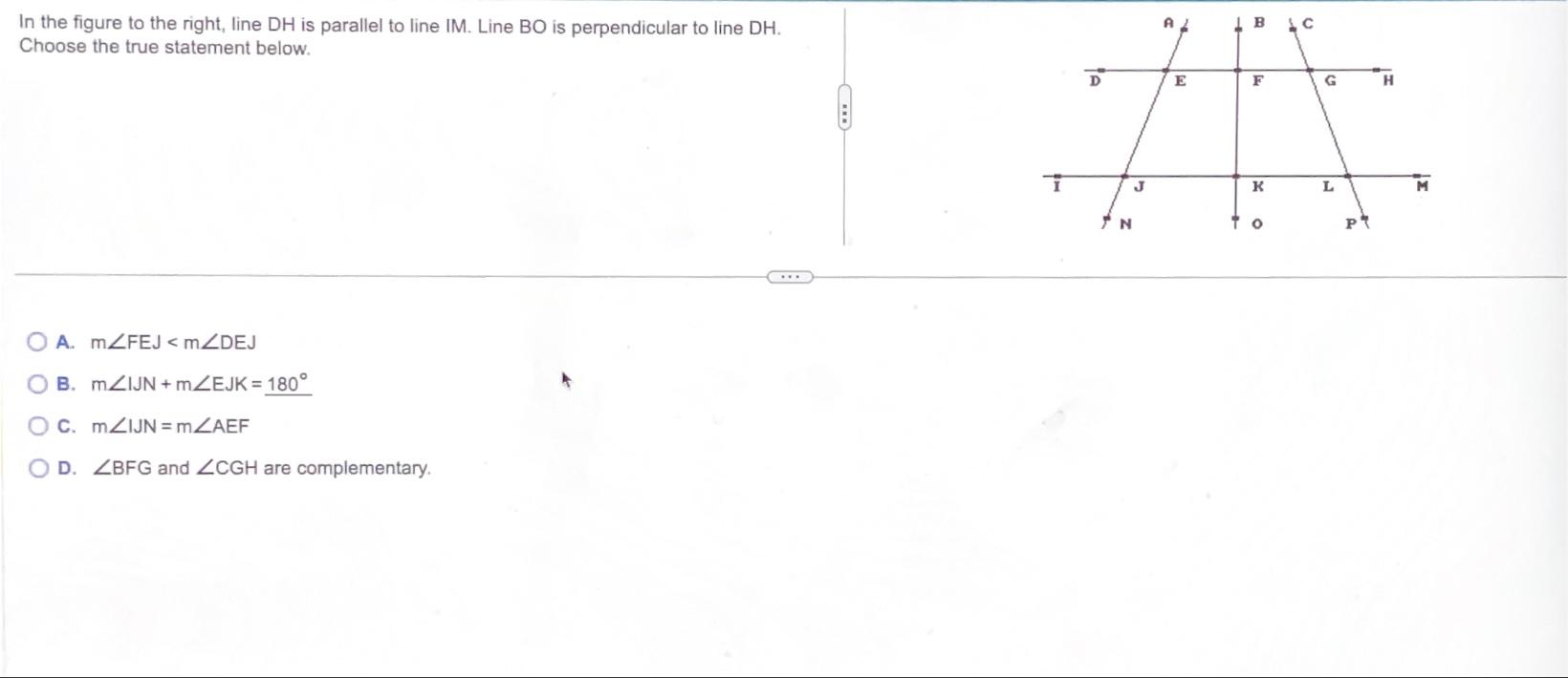 Solved In the figure to the right, line DH is parallel to | Chegg.com