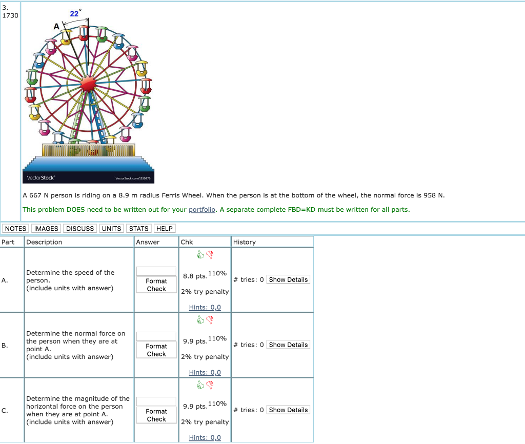 Solved A 667 N person is riding on a 8.9 m radius Ferris | Chegg.com