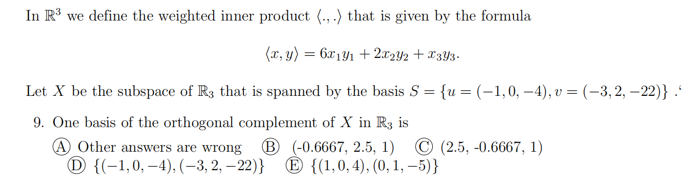 Solved In \\( \\mathbb{R}^{3} \\) we define the weighted | Chegg.com