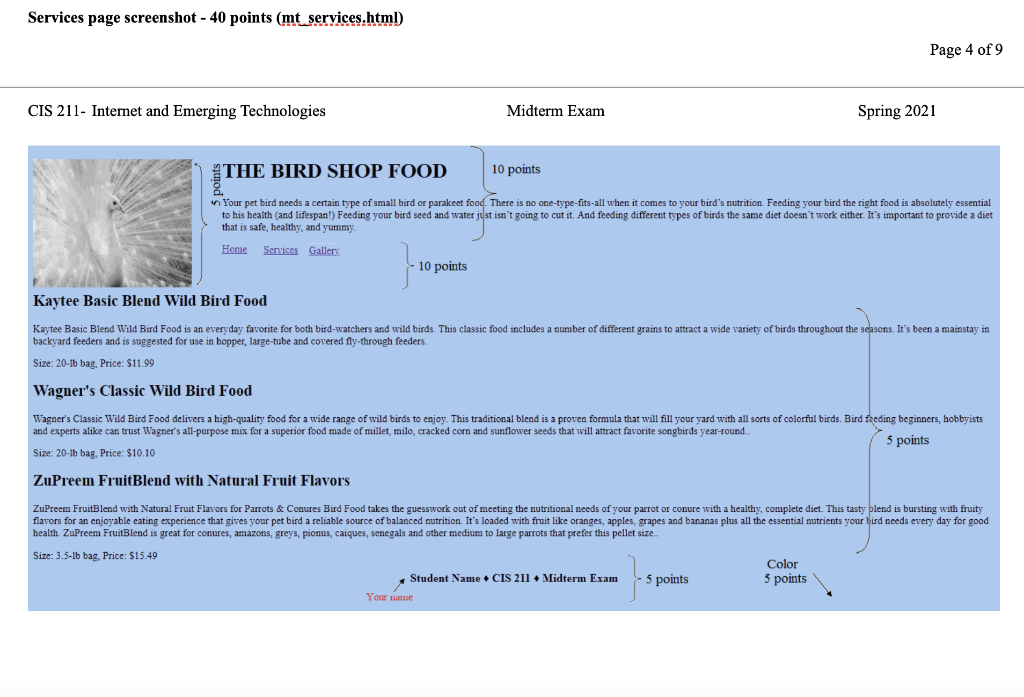 Solved Create 2 page Site Based On The Following Chegg