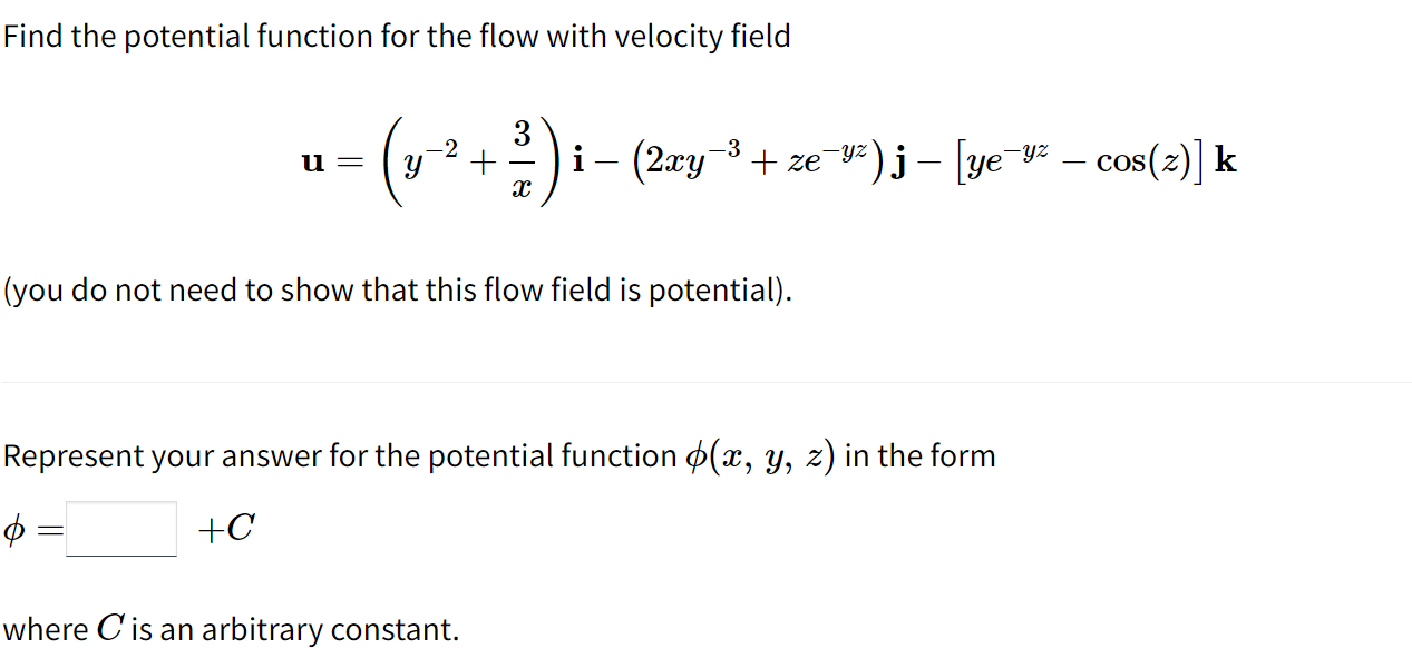 Solved Find the potential function for the flow with | Chegg.com