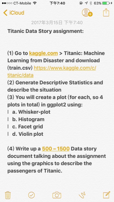 Solved Titanic Data Story assignment: Go to haggle .com > | Chegg.com