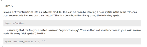 Solved Part 5 Move all of your functions into an external | Chegg.com