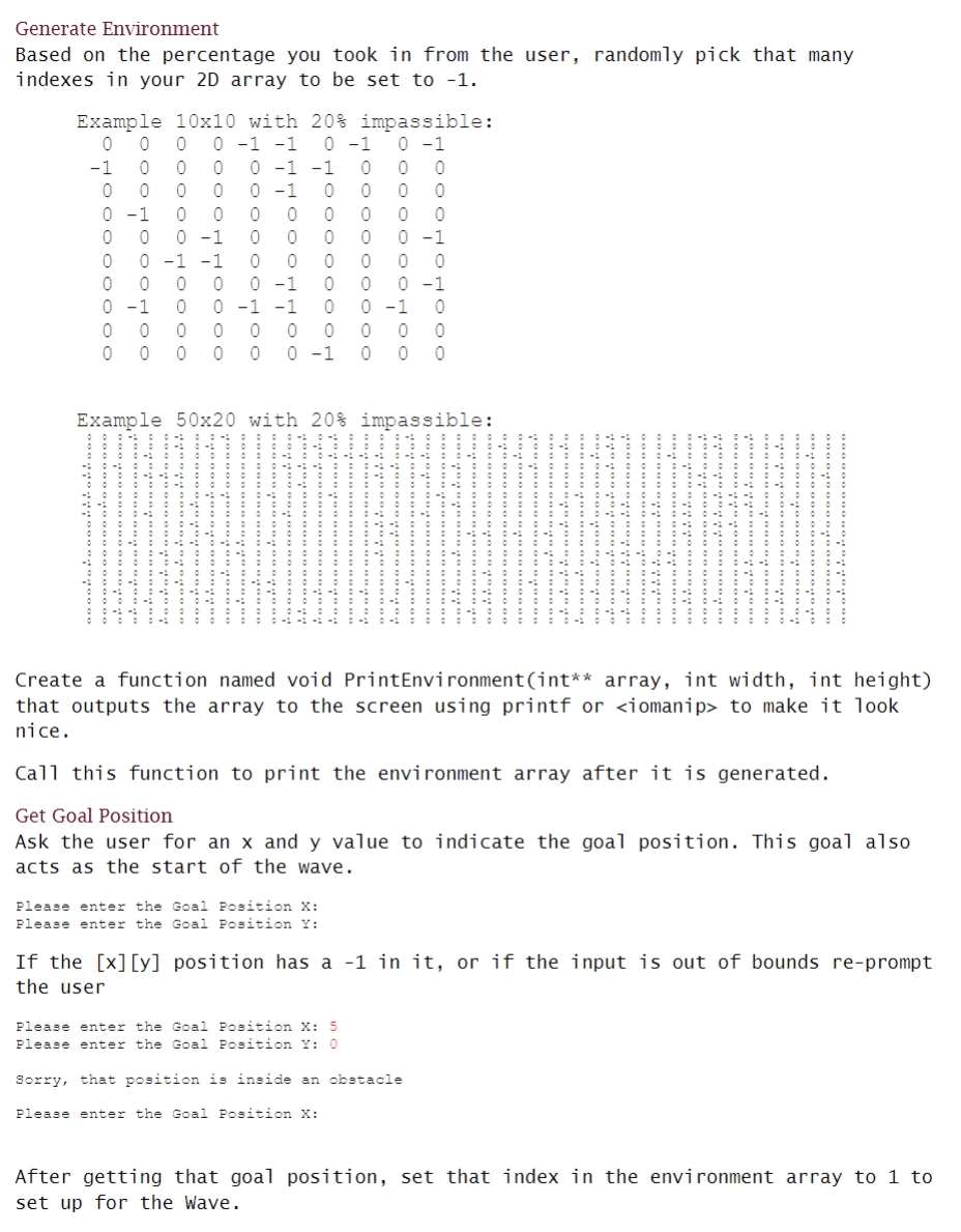 Solved Specifications: Option #1 - Wavefront Path Finder | Chegg.com