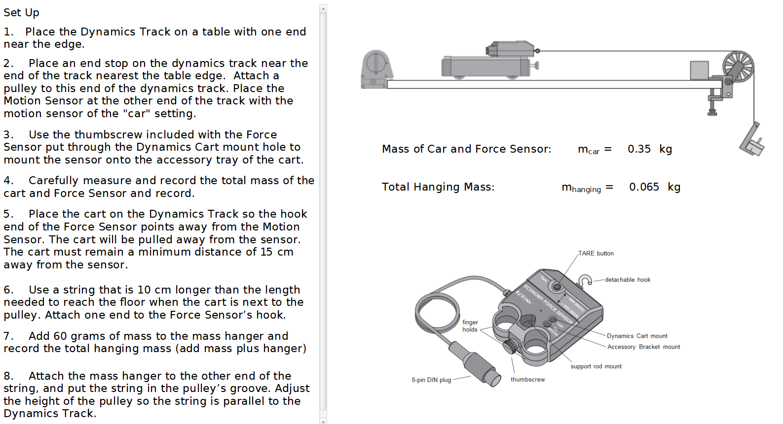 Solved Set Up 1. Place the Dynamics Track on a table with | Chegg.com