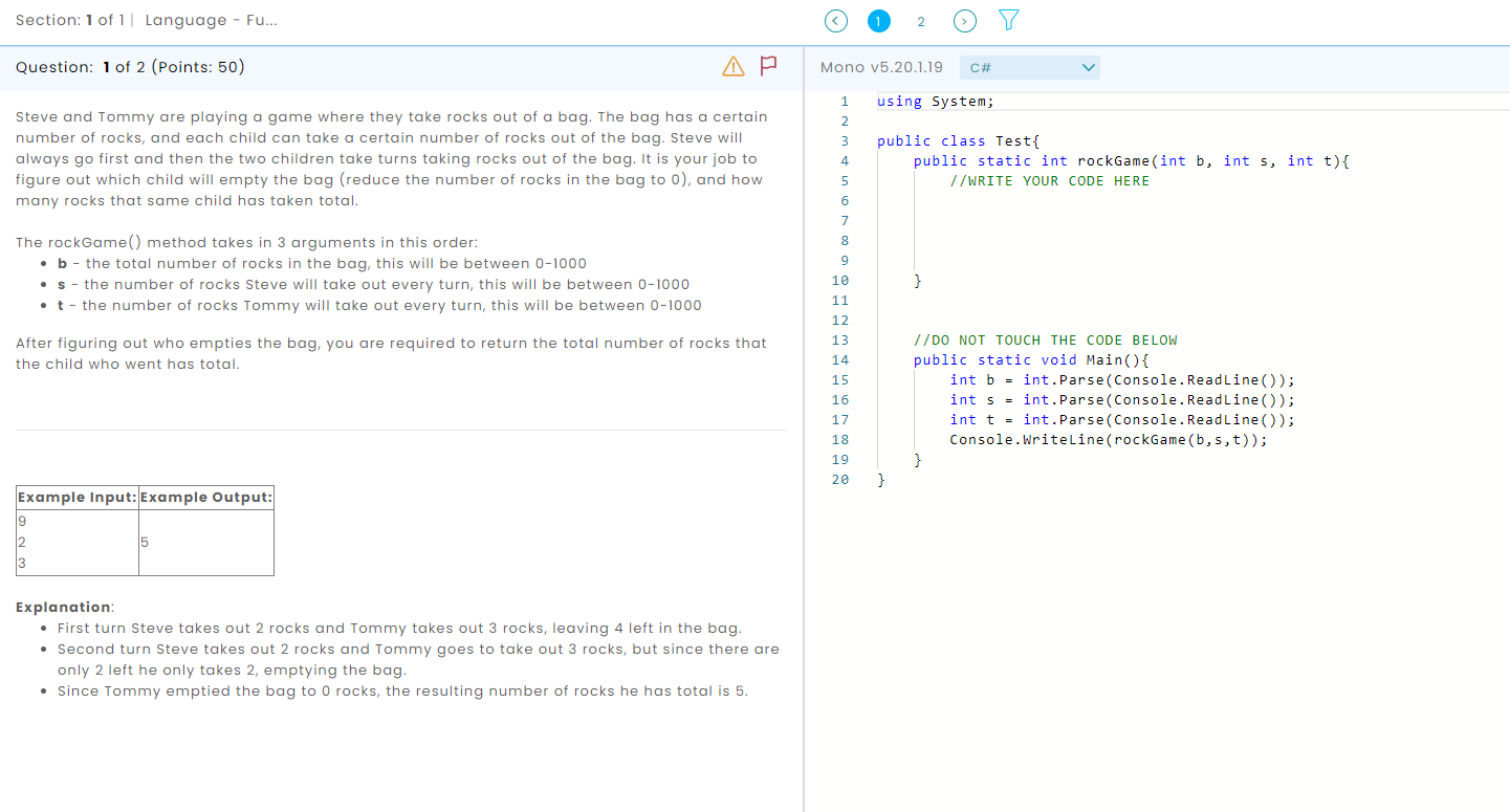 Solved Explanation: - First turn Steve takes out 2 rocks and | Chegg.com
