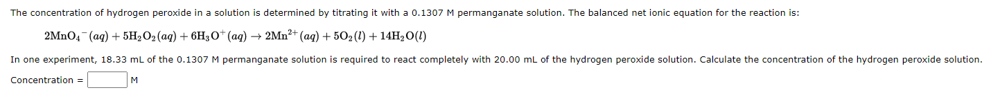 Solved The concentration of hydrogen peroxide in a solution | Chegg.com