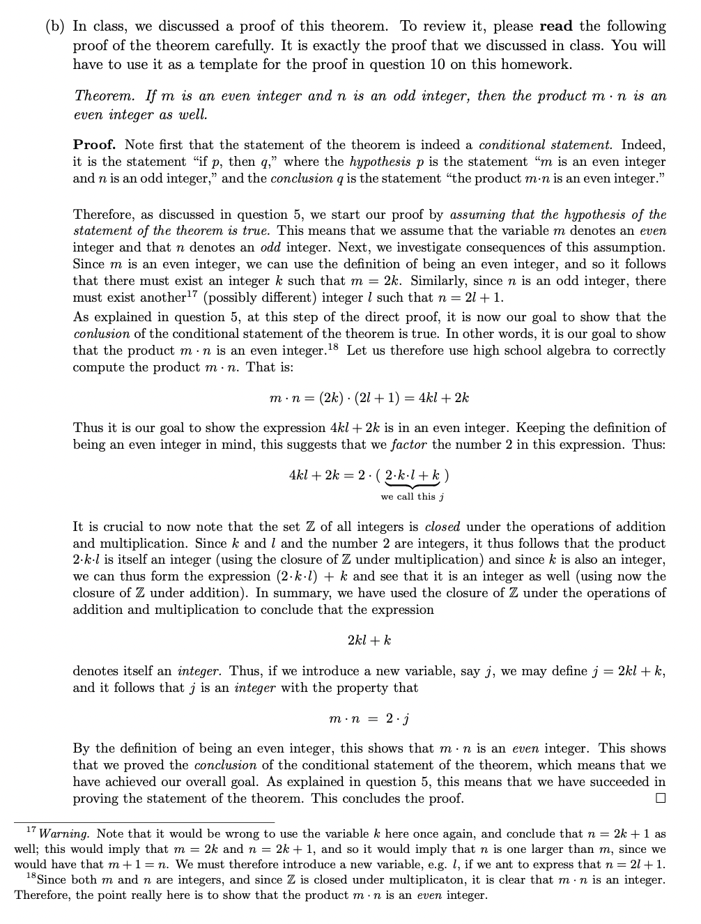 Solved 10. Consider the following. Theorem. If m and n are | Chegg.com