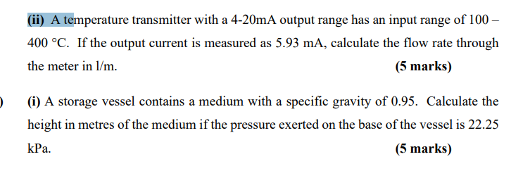 Solved (ii) ﻿A temperature transmitter with a 4-20mA output | Chegg.com