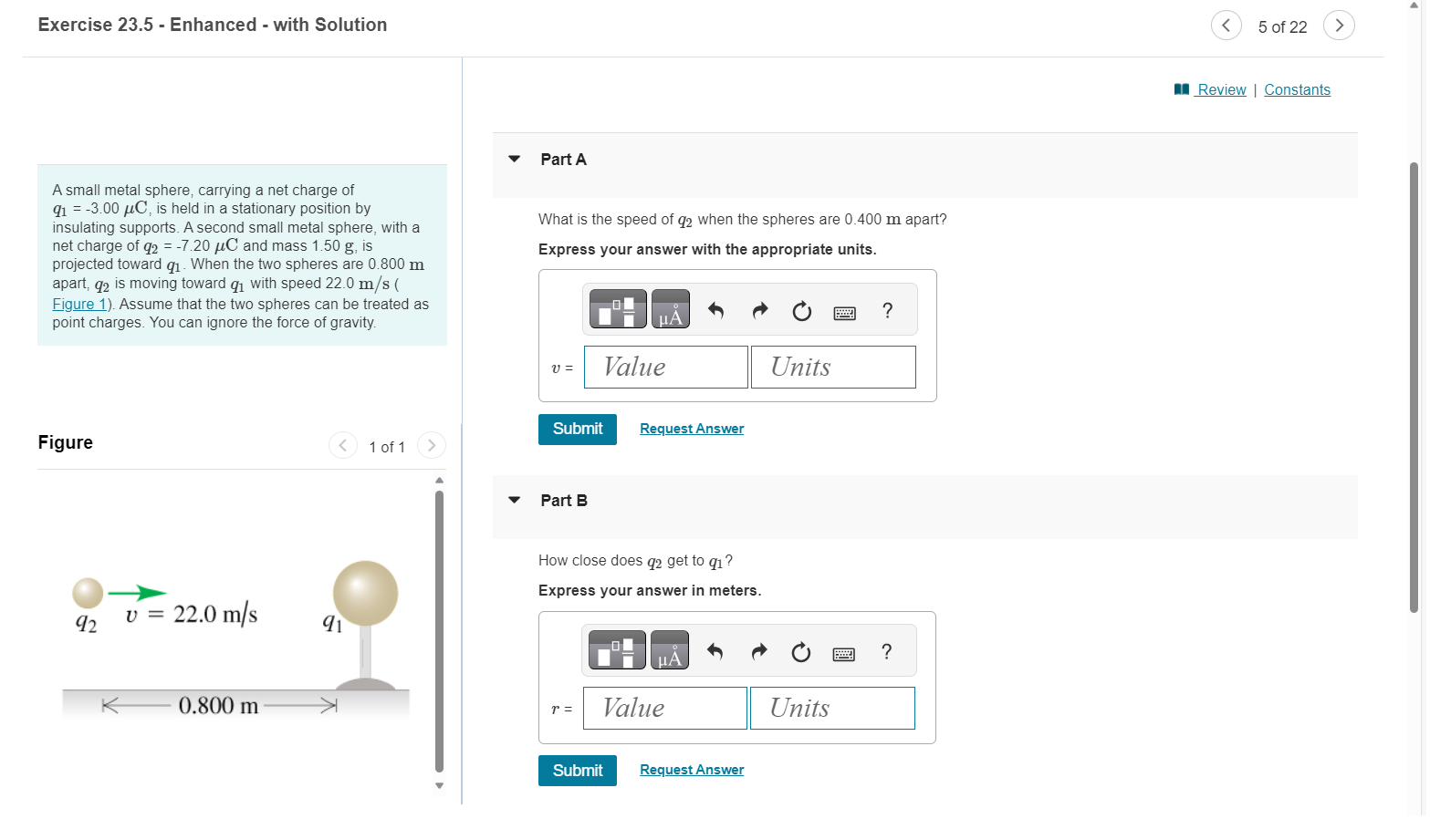 Solved A small metal sphere, carrying a net charge | Chegg.com