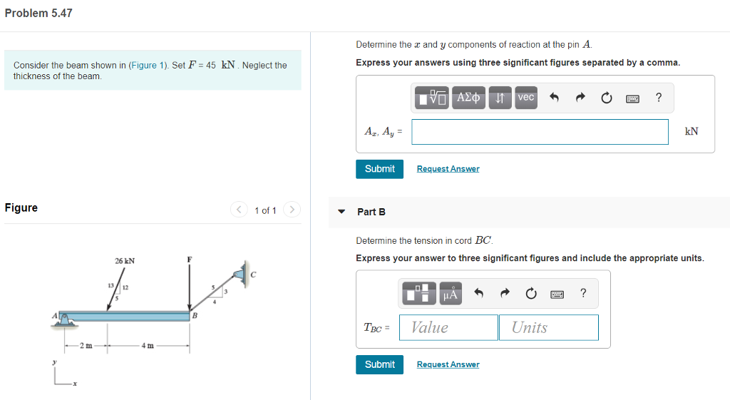 Solved Problem 5.47 Determine the x and y components of | Chegg.com