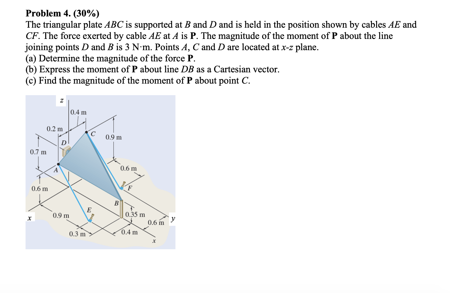 Solved Problem 4. (30%) The triangular plate ABC is | Chegg.com