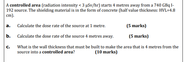 Solved A controlled area (radiation intensity