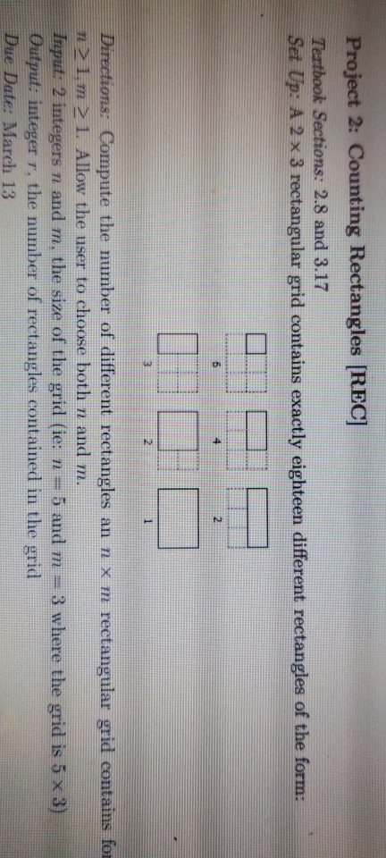 Solved Project 2: Counting Rectangles [REC] Textbook | Chegg.com