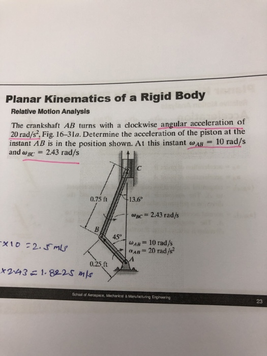 Solved Planar Kinematics of a Rigid Body Relative Motion | Chegg.com