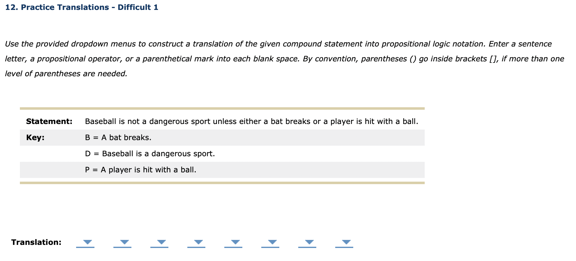 Solved letter, a propositional operator, or a parenthetical | Chegg.com