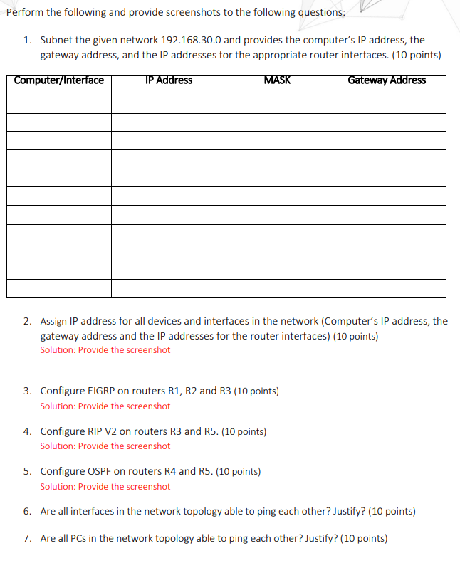Questions 1. Consider the following topology. EIGRP | Chegg.com