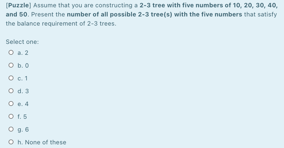 Solved [Puzzle] Assume that you are constructing a 2-3 tree | Chegg.com