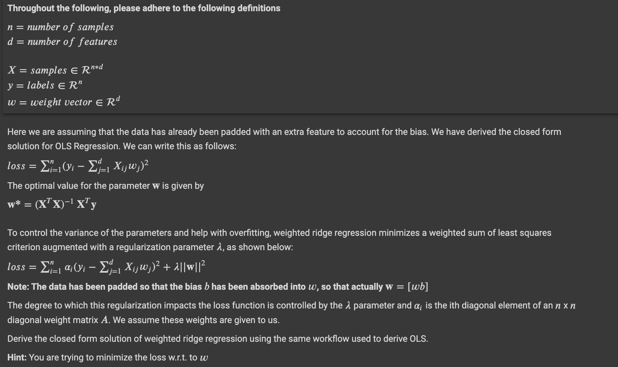 Solved n= number of samples d= number of features X= samples | Chegg.com