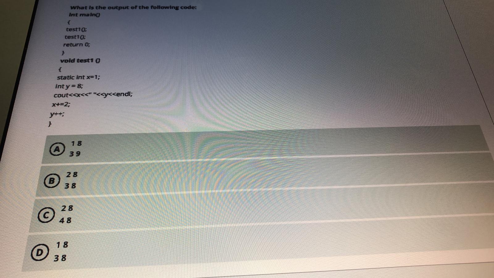 Solved What is the output of the following code: int maino | Chegg.com