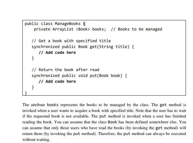 Solved Complete a Java class ManageBooks which is used to | Chegg.com