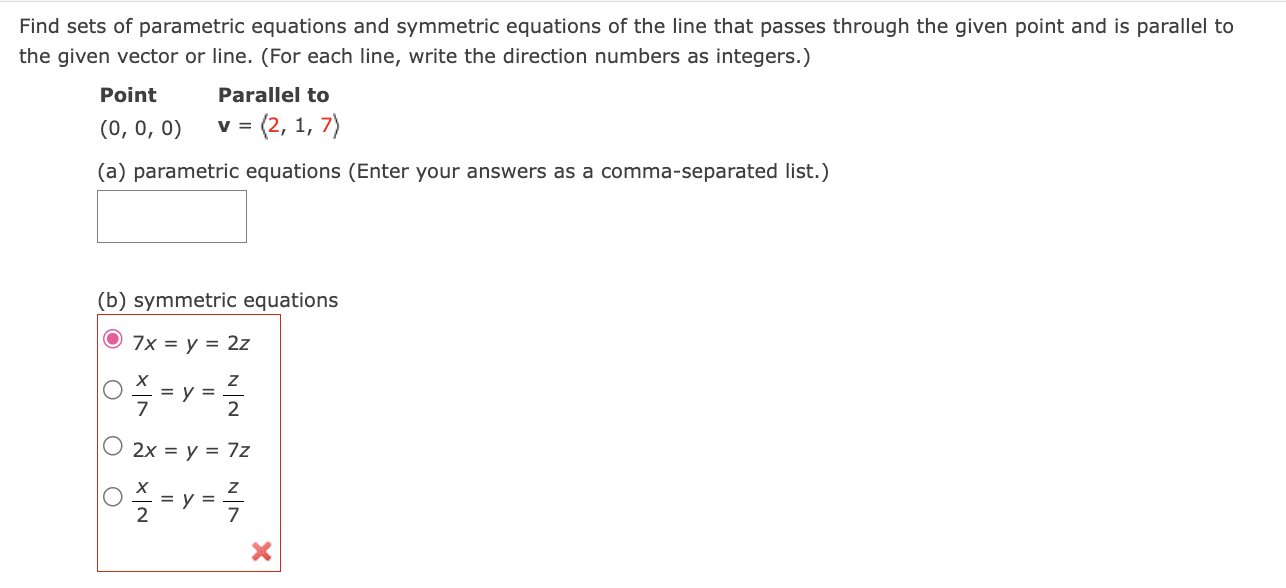 Solved ind sets of parametric equations and symmetric | Chegg.com