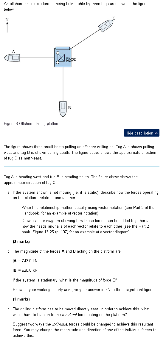 Solved An offshore drilling platform is being held stable by | Chegg.com