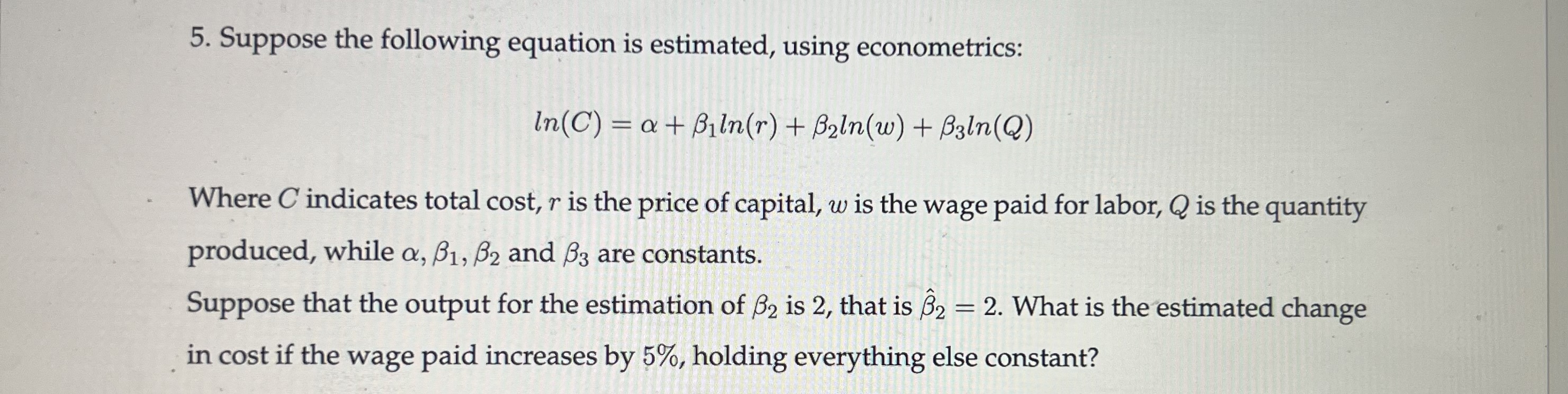 Solved Suppose the following equation is estimated, using | Chegg.com