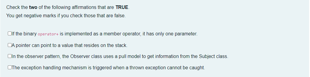 Solved Check the two of the following affirmations that are | Chegg.com