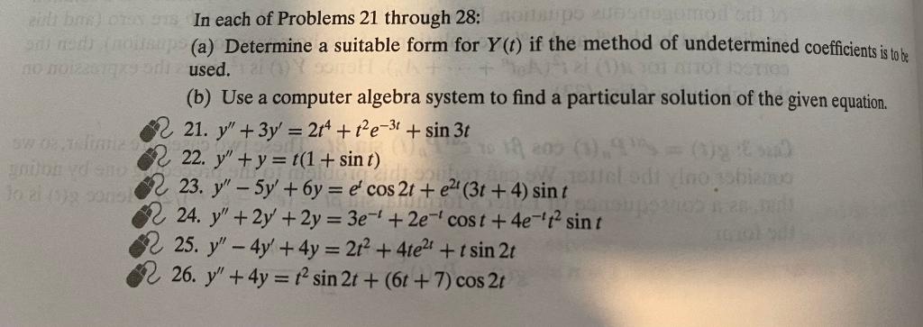 Solved In each of Problems 21 through 28: (a) Determine a | Chegg.com