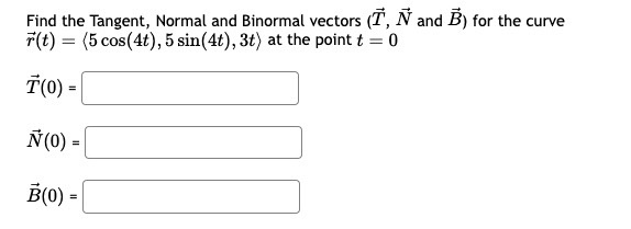 Solved Find the Tangent vector, the Normal vector, and the | Chegg.com