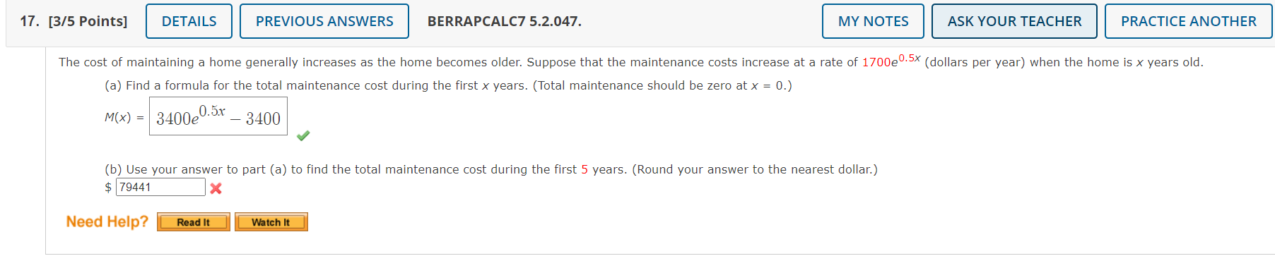 Solved (a) Find a formula for the total maintenance cost | Chegg.com