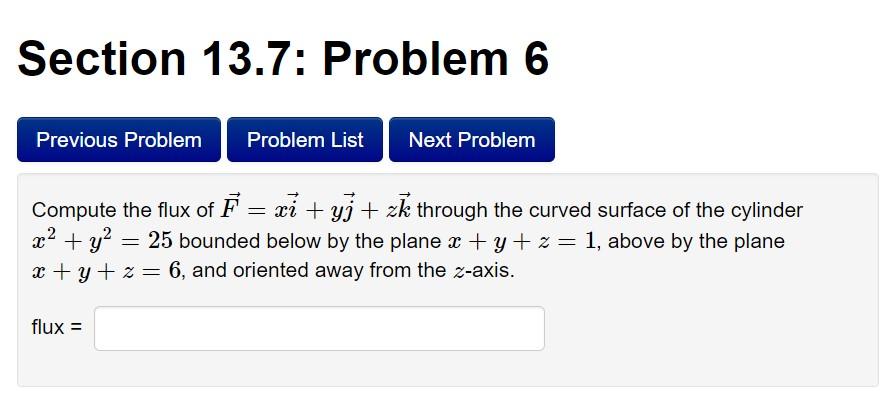 Solved Section 13.7: Problem 6 Previous Problem Problem List | Chegg.com