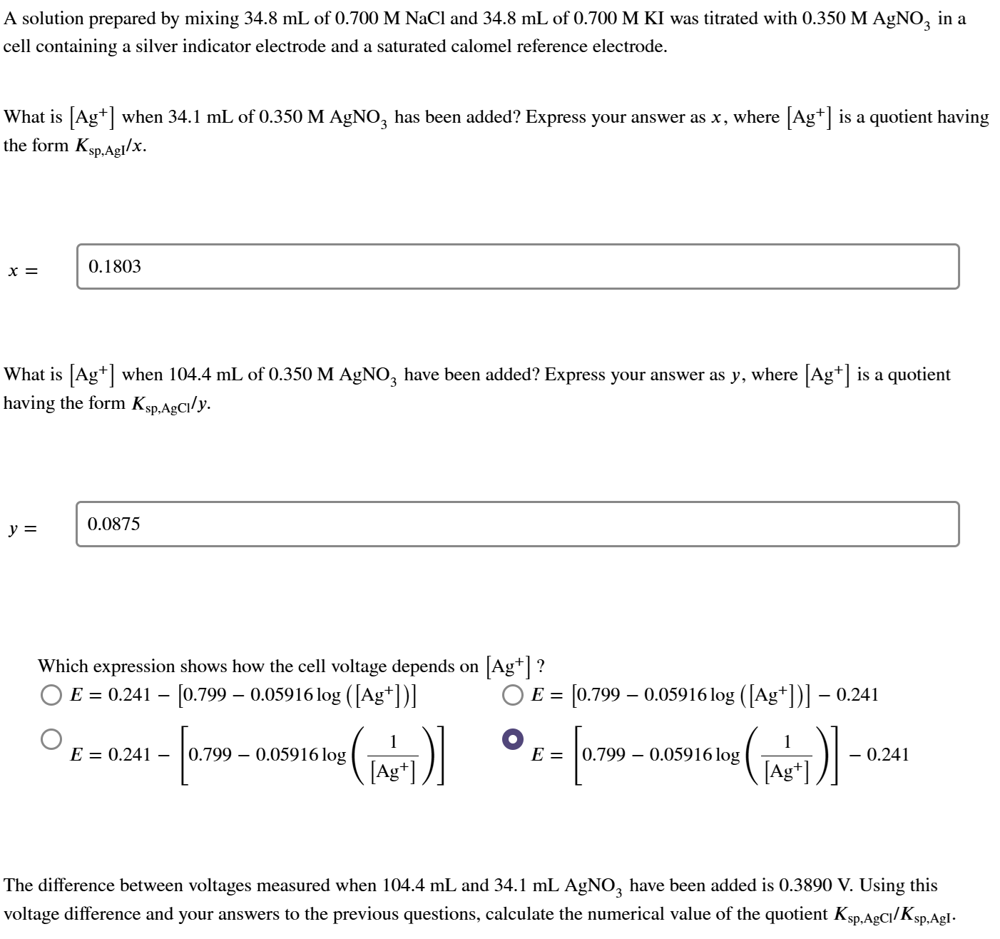 Solved 1. ﻿A solution prepared by ﻿mixing 34.8 mL of 0.700 M | Chegg.com
