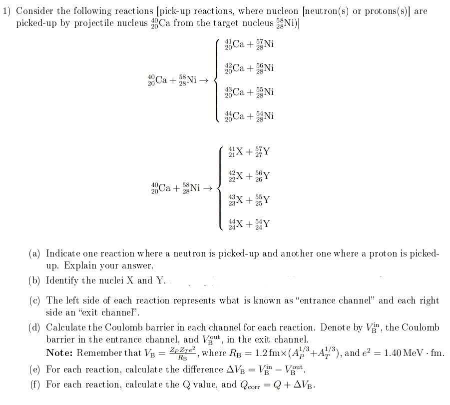 Solved 1) Consider the following reactions [pick-up | Chegg.com