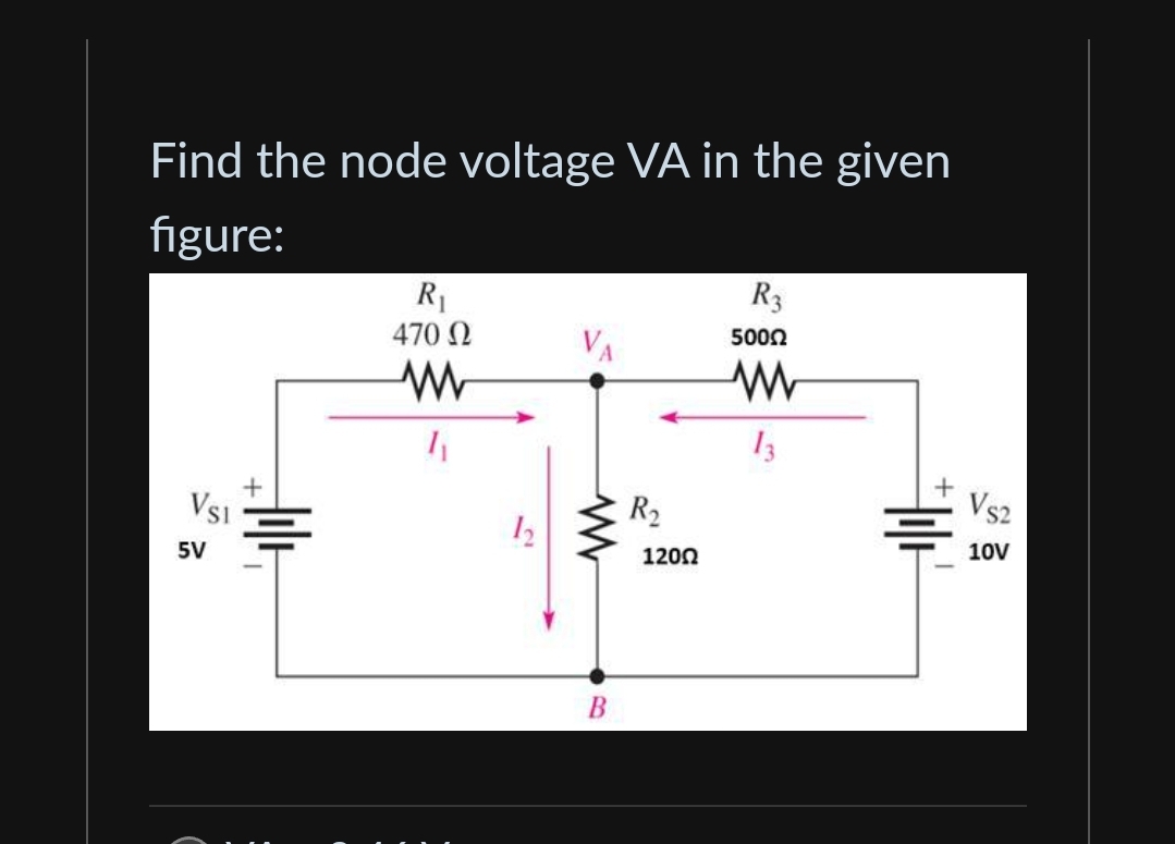 Solved Find the node voltage VA in the given figure: | Chegg.com