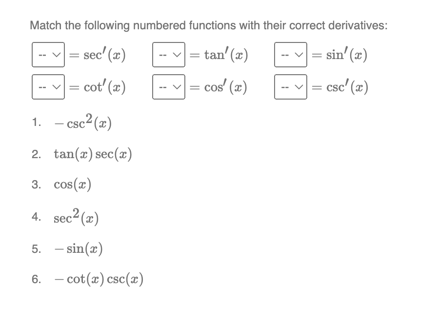 Solved Match the following numbered functions with their | Chegg.com