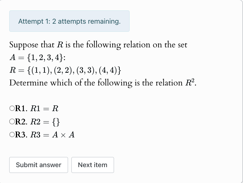 Solved Attempt 1: 2 ﻿attempts remaining.Suppose that R is | Chegg.com