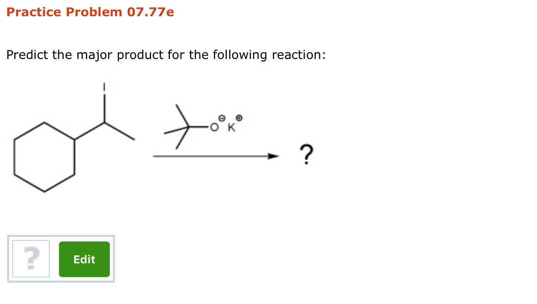 Solved Practice Problem 07.77e Predict the major product for | Chegg.com