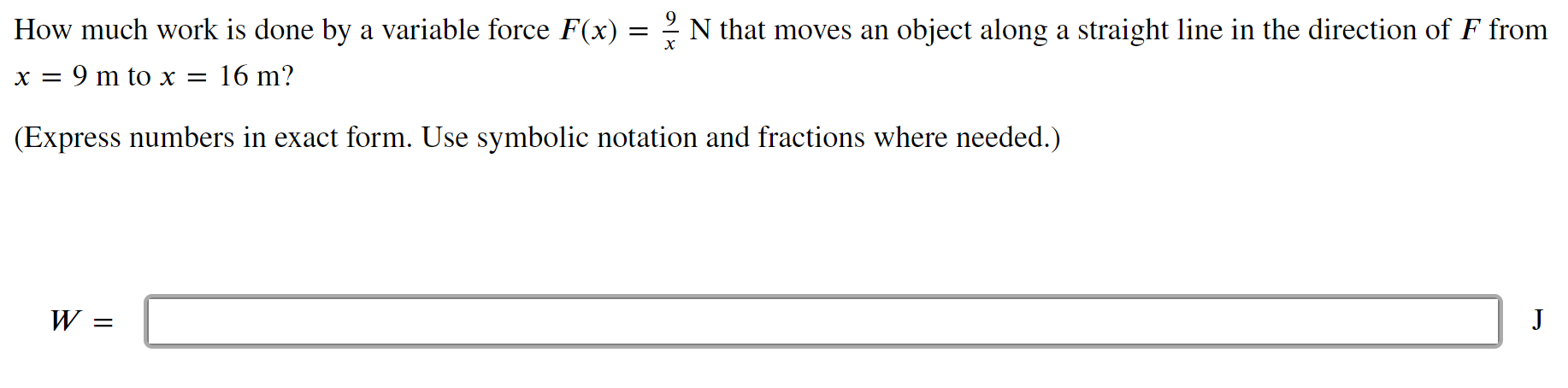 Solved How much work is done by a variable force \\( | Chegg.com