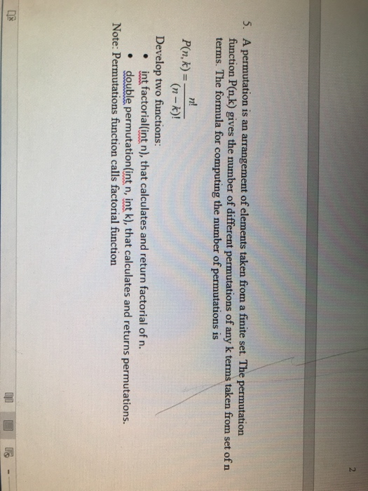 Solved A permutation is an arrangement of elements taken | Chegg.com