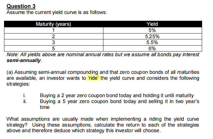 Solved Question 3 Assume the current yield curve is as | Chegg.com